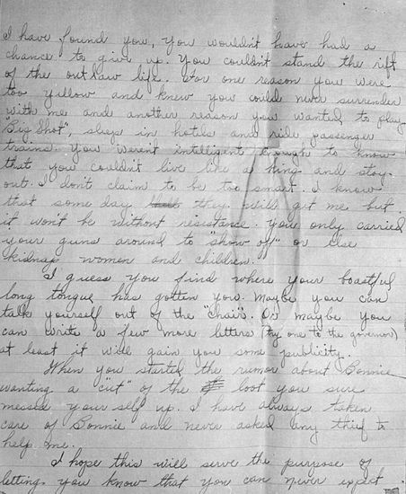 View Showing Letter Clyde Barrow Raymond Editorial Stock Photo - Stock ...