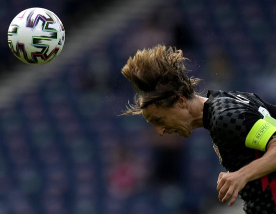 Luka Modric Croatia Goes Header During Editorial Stock Photo - Stock ...