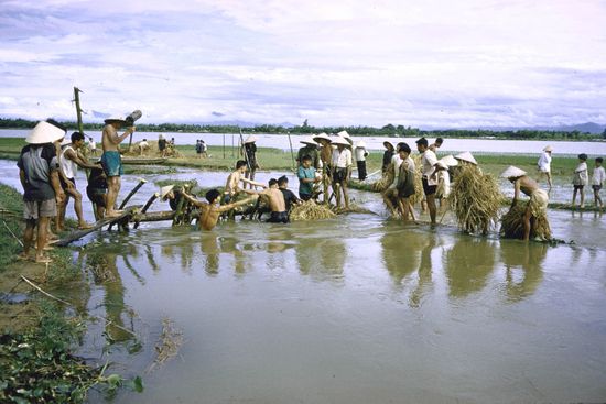 Farmers Building Dam Contain Flood Waters Editorial Stock Photo - Stock ...