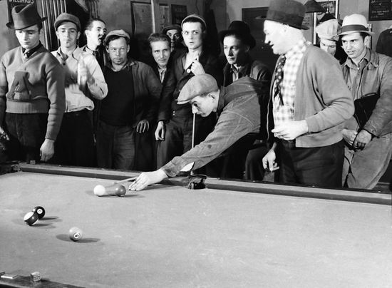 Group Men Gathered Around Pool Table Editorial Stock Photo - Stock ...