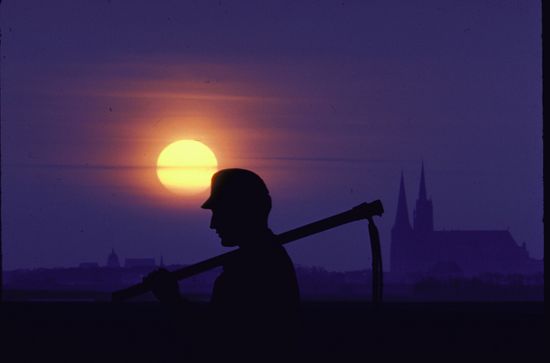 French Farmer Carrying Pitchfork On His Editorial Stock Photo - Stock ...