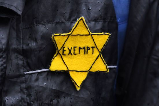 Protester Wears Yellow Star Exempt Badge Editorial Stock Photo - Stock ...