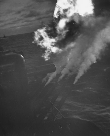 American Heavy Cruiser Firing Enemy Base Editorial Stock Photo - Stock ...