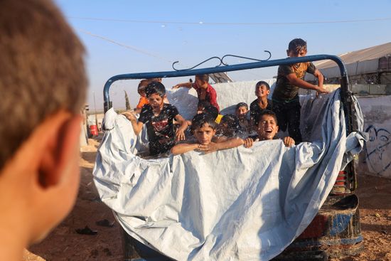 Syrian Children Play Portable Swimming Pool Editorial Stock Photo ...