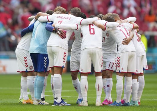 Denamrks Starting Eleven Huddle Before Uefa Editorial Stock Photo ...