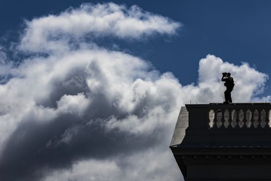 Secret Service Agent Looks Out Roof Editorial Stock Photo - Stock Image ...