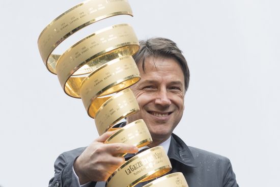 Italian Premier Giuseppe Conte Poses Trophy Editorial Stock Photo ...