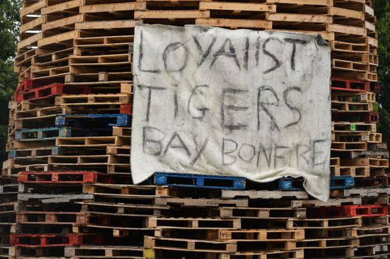 Controversial Bonfire Built Next Peace Wall Editorial Stock Photo ...
