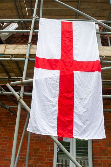 Large England Flag Hangs Off Scaffolding Editorial Stock Photo - Stock ...