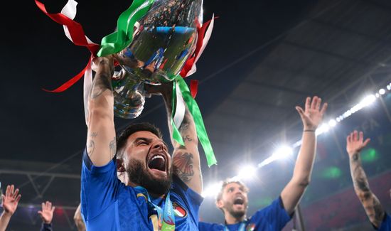 Lorenzo Insigne Italy L Celebrates Trophy Editorial Stock Photo - Stock ...