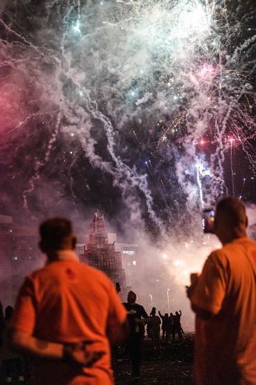 Spectators Watch Fireworks Display During Countdown Editorial Stock ...