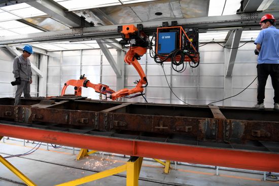 Robots Dismantle Automatically Scrap Freight Wagon Editorial Stock ...