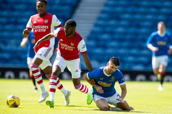 Jordan Jones Rangers Pushed Off Ball Editorial Stock Photo - Stock ...