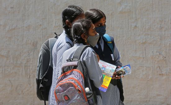 Indian Pupils Chat After Attending Secondary Editorial Stock Photo ...