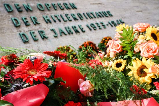 Flowers Lay Front Writing Victims Hitler Editorial Stock Photo - Stock ...