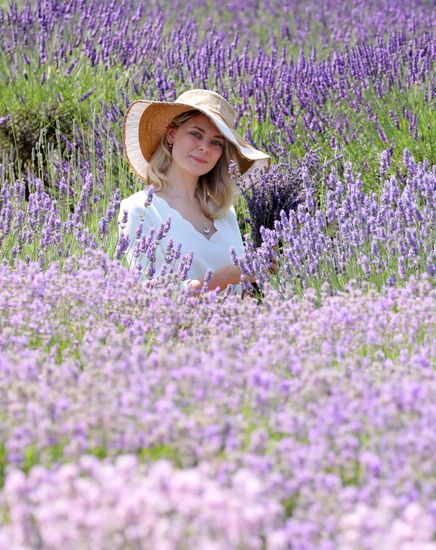 Gem Thomas Admires Lavender During Her Editorial Stock Photo - Stock ...