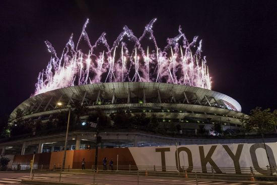 Fireworks Light Sky During Olympic Opening Editorial Stock Photo ...