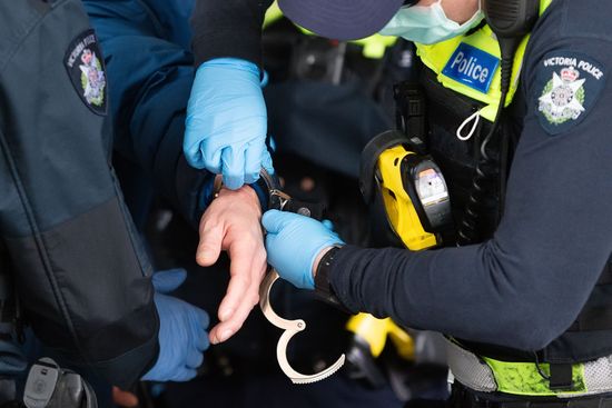 Police Officer Removes Handcuffs Off Demonstrator Editorial Stock Photo ...