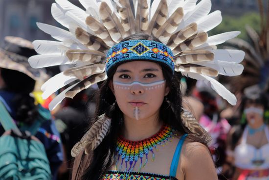 Prehispanic Dancer During 696th Anniversary Founding Editorial Stock ...