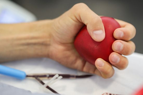 Hand Blood Donor Squeezing Medical Rubber Editorial Stock Photo - Stock ...