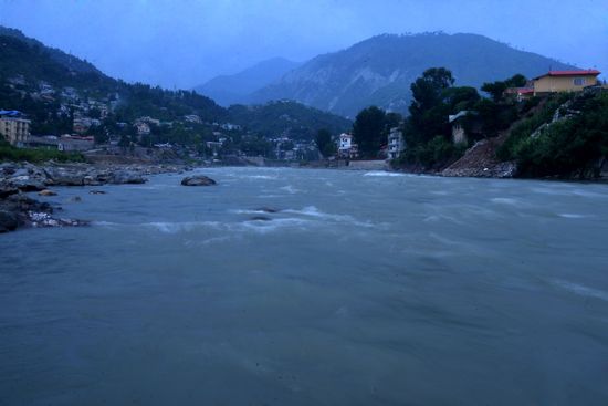 Beautiful View Mountains Houses Along Neelam Editorial Stock Photo ...