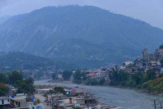 Beautiful View Mountains Houses Along Neelam Editorial Stock Photo ...