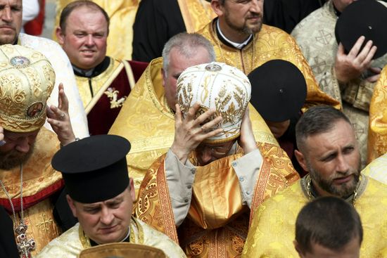 Cross Towers Above Group Priests During Editorial Stock Photo - Stock ...