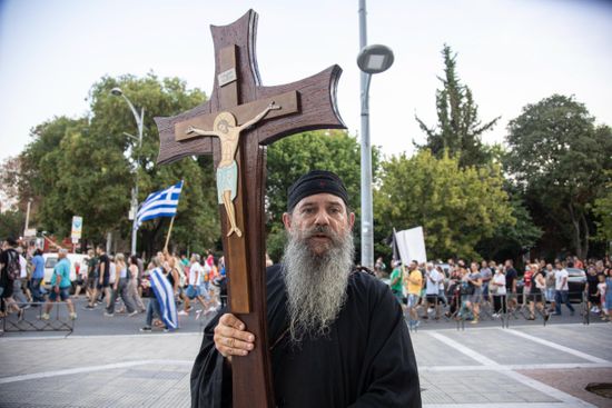 Priest Carrying Cross Jesus During Demonstration Editorial Stock Photo ...