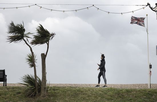 Walkers Struggle High Winds On Seafront Editorial Stock Photo - Stock ...
