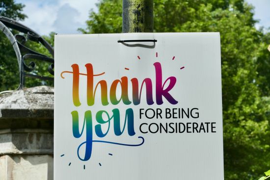 Thank You Being Considerate Signs By Editorial Stock Photo - Stock ...
