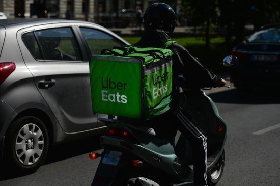 Uber Eats Courier Seen Krakows City Editorial Stock Photo - Stock Image ...