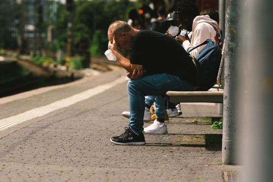 Man Seen Waiting On Bench Platform Editorial Stock Photo - Stock Image ...
