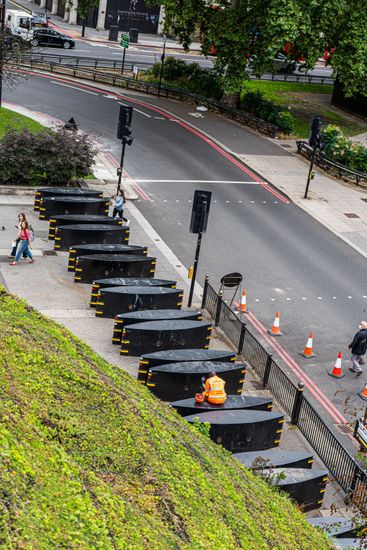 View Atop Looking Towards Security Barriers Editorial Stock Photo ...