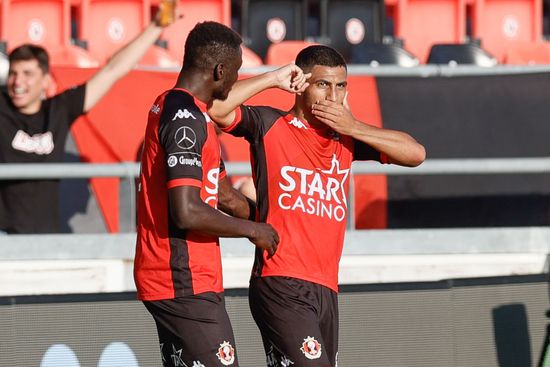 Seraings Youssef Maziz Celebrates After Scoring Editorial Stock Photo ...