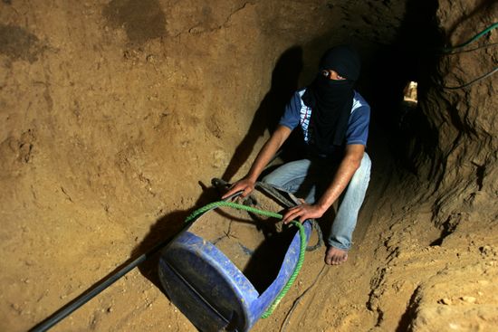Palestinian Smuggler Inspects Tunnel That Runs Editorial Stock Photo ...