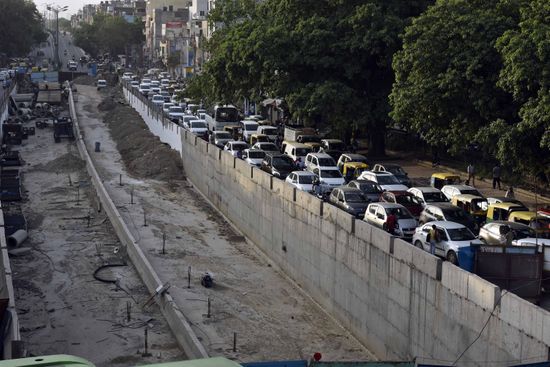 View Under Construction Road Ashram Chowk Editorial Stock Photo - Stock ...