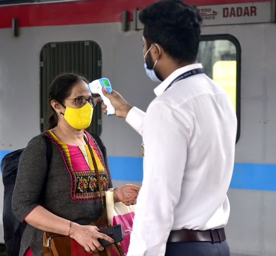 Bmc Health Worker Checks Body Temperature Editorial Stock Photo - Stock ...