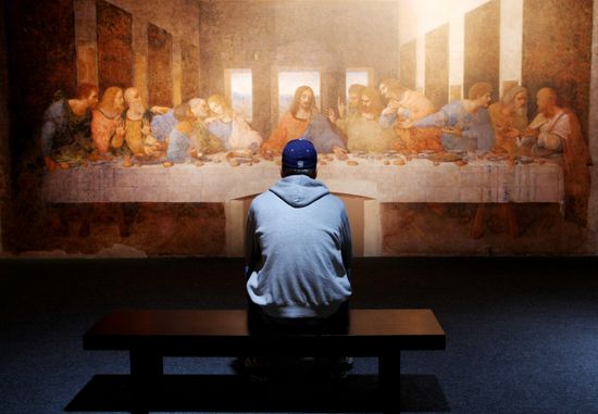 Man Studies Replica Last Supper Painting Editorial Stock Photo - Stock ...