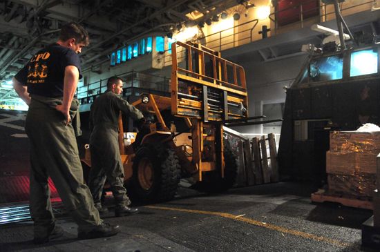 Naval Personal Operate Forklift They Move Editorial Stock Photo - Stock ...