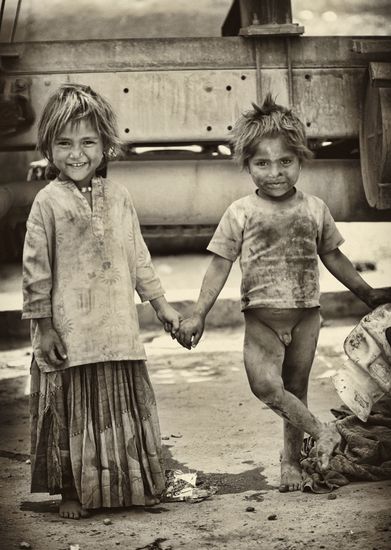 Impoverished Children Begging Streets Near Indopak Editorial Stock ...