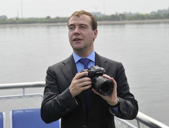 Russian President Dmitry Medvedev Takes Pictures Editorial Stock Photo ...