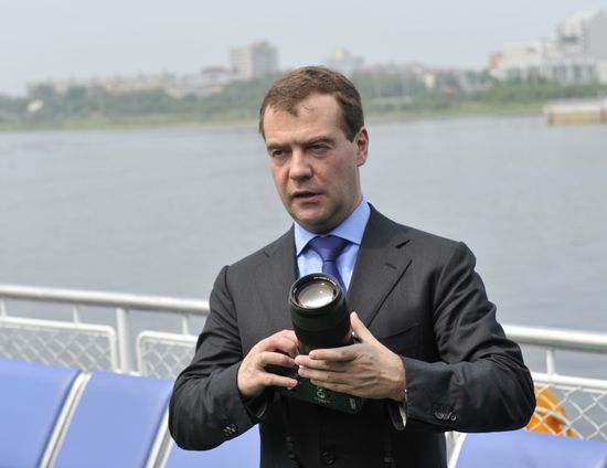 Russian President Dmitry Medvedev Takes Pictures Editorial Stock Photo ...