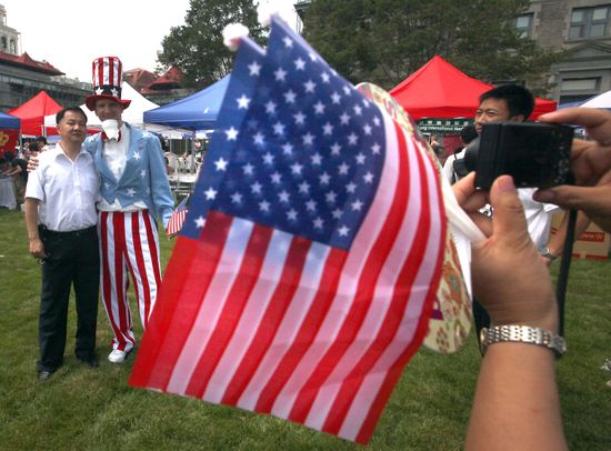 American Dressed Uncle Sam Poses Chinese Editorial Stock Photo - Stock ...