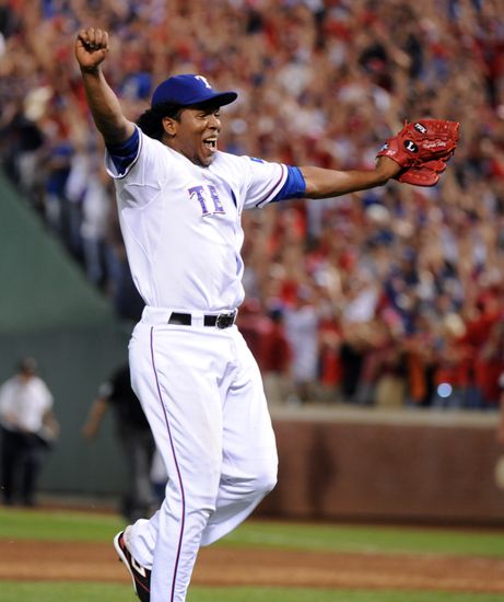 Texas Rangers Pitcher Neftali Feliz Celebrates Editorial Stock Photo ...