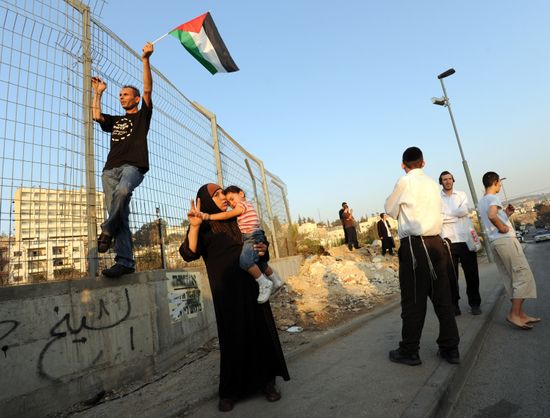 Palestinian Holds Palestinian Flag Near Jewish Editorial Stock Photo ...