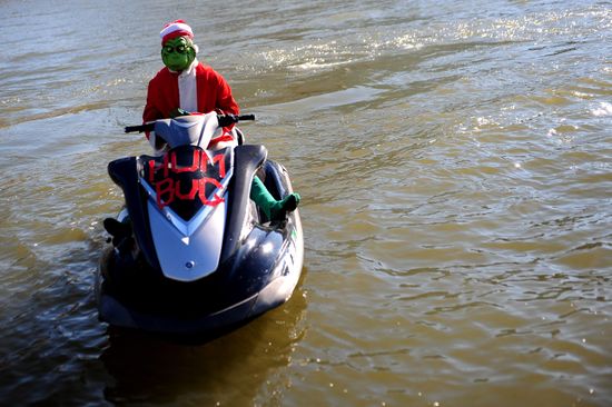 Performer Dressed Grinch Drives Jet Ski Editorial Stock Photo - Stock ...