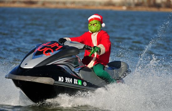 Performer Dressed Grinch Drives Jet Ski Editorial Stock Photo - Stock ...