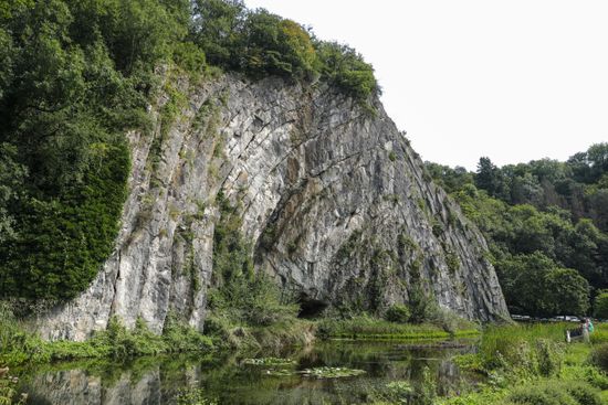 Tourists Watch Anticline Rock Formation Durbuy Editorial Stock Photo ...