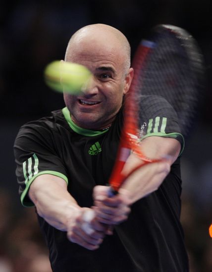 Tennis Legend Andre Agassi Hits Backhand Editorial Stock Photo - Stock ...