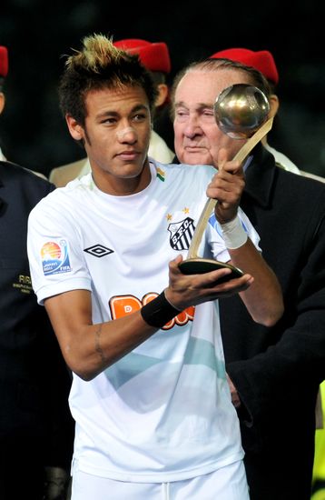 Neymar Santos Fc Poses Bronze Ball Editorial Stock Photo Stock Image